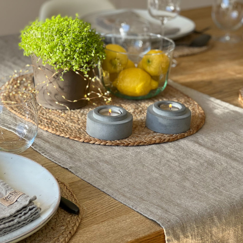 Beige Linen Table Runner